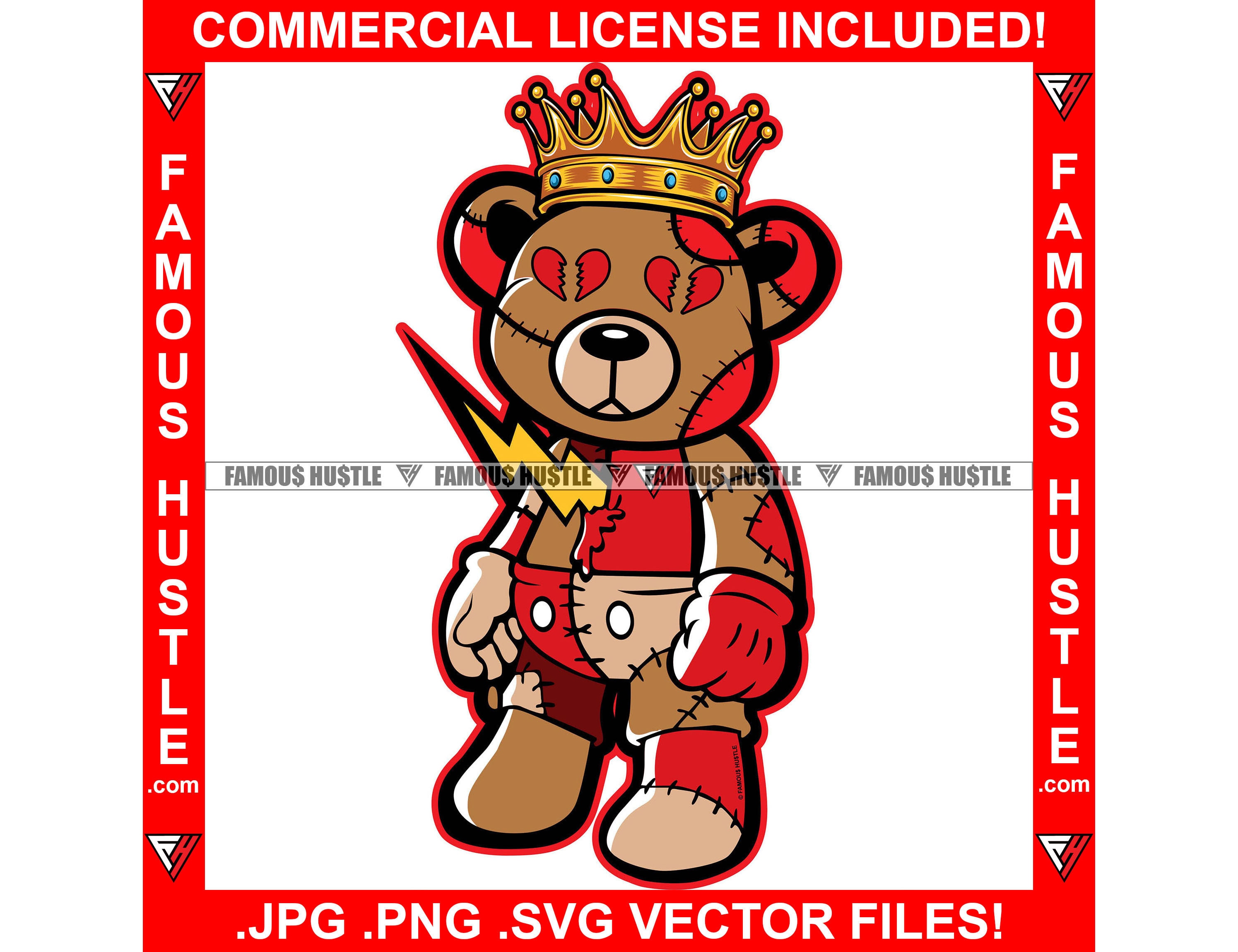 Teddy Bear King Broken Heart Eye Lightning Bolt Stabbing Through Body ...