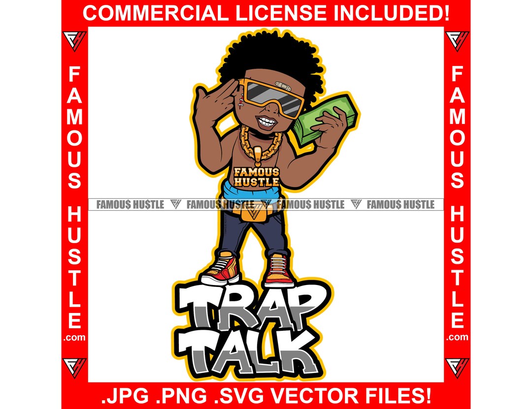 Trap Talk Hustle Gangster Killer Scar Face Staples Head Cash Money ...
