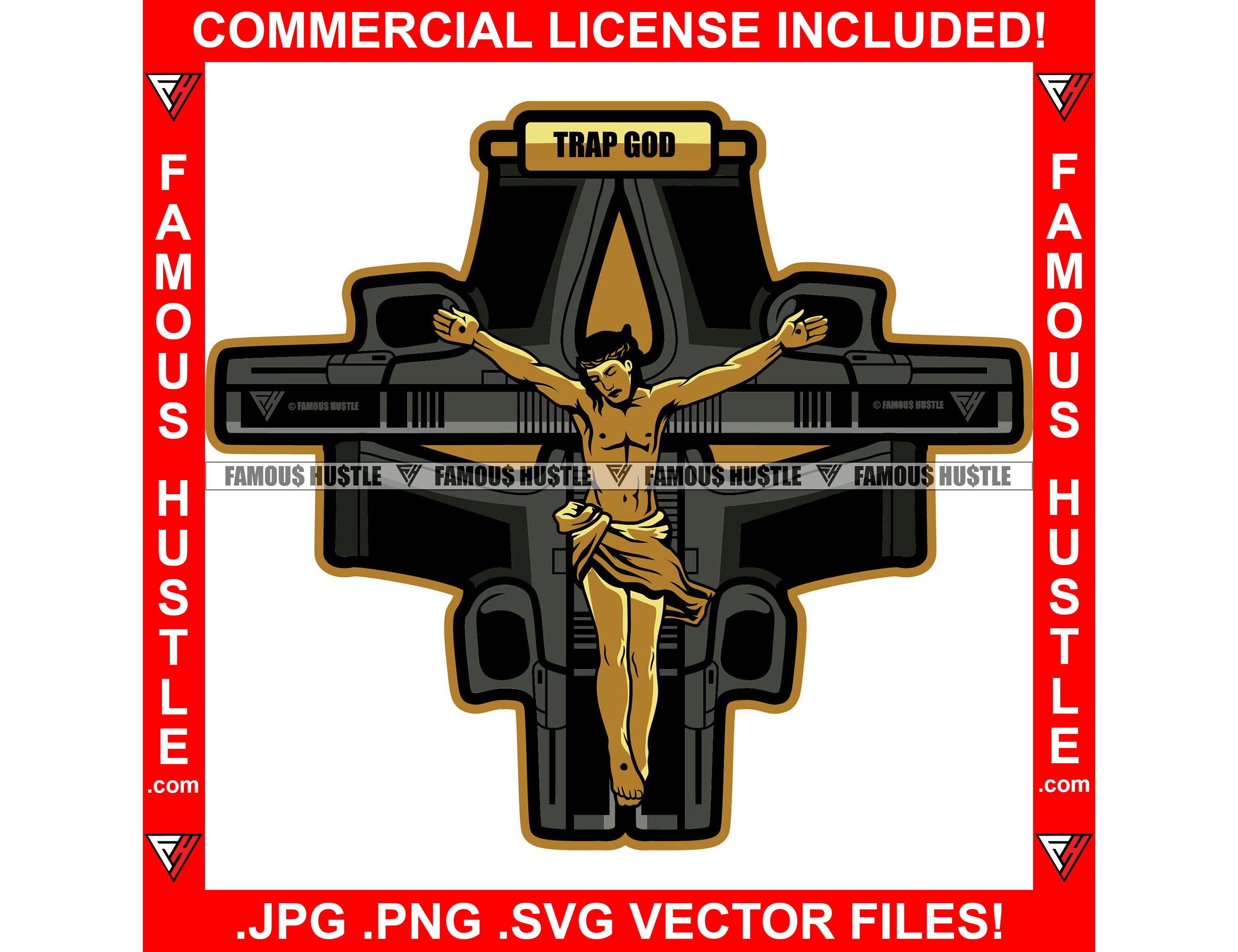 Trap God Gold Jesus Statue Crucified to Guns Illegal Cash - Etsy