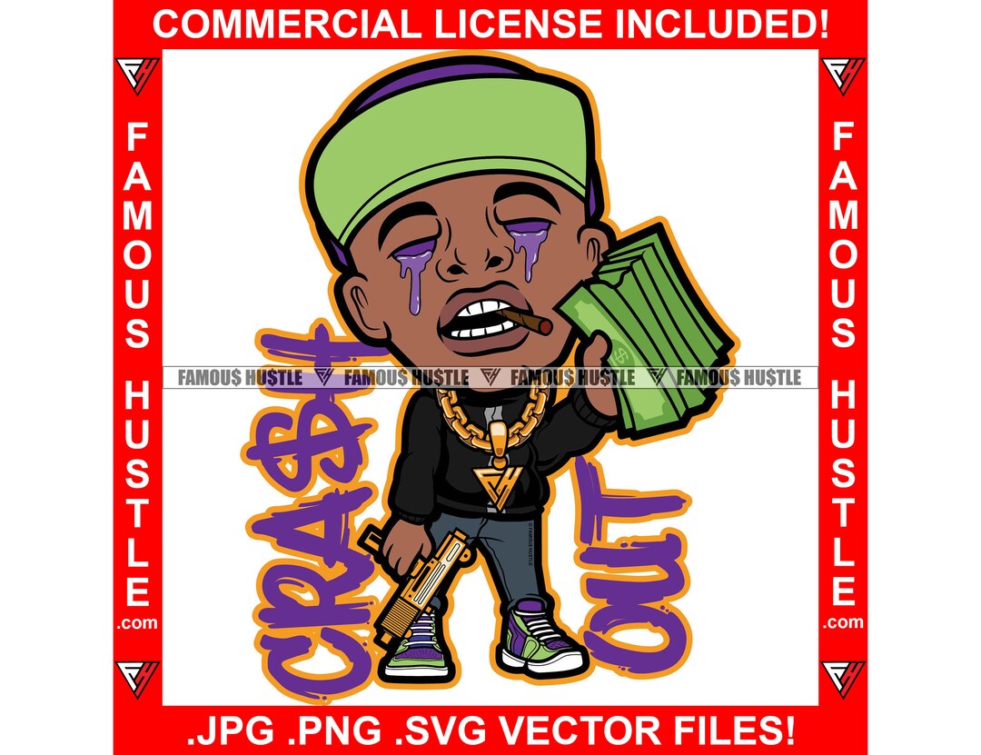 Crash Out Hustle Gangster Rapper Purple Lean Dripping Eye Gold - Etsy