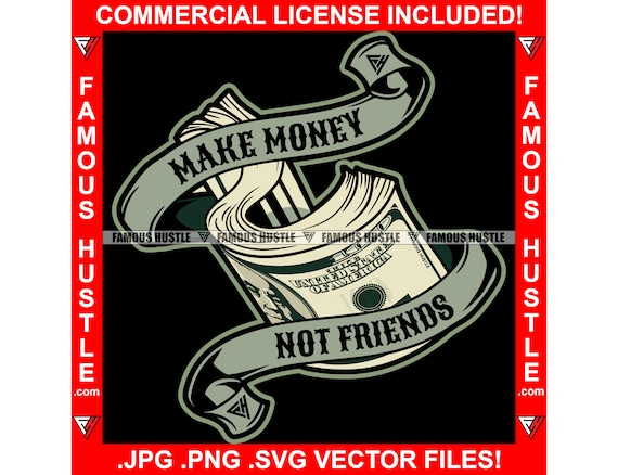 Make Money Not Friends Vintage Ribbon Gangster Quote Tattoo - Etsy
