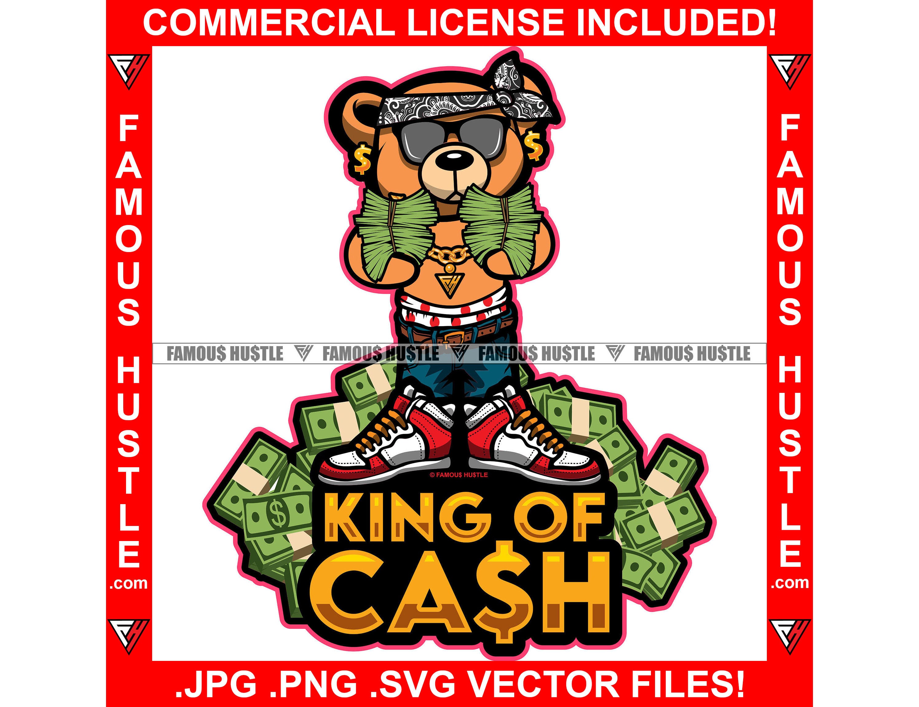King of Cash Famous Hustle Gangster Teddy Bear Dollar Sign - Etsy