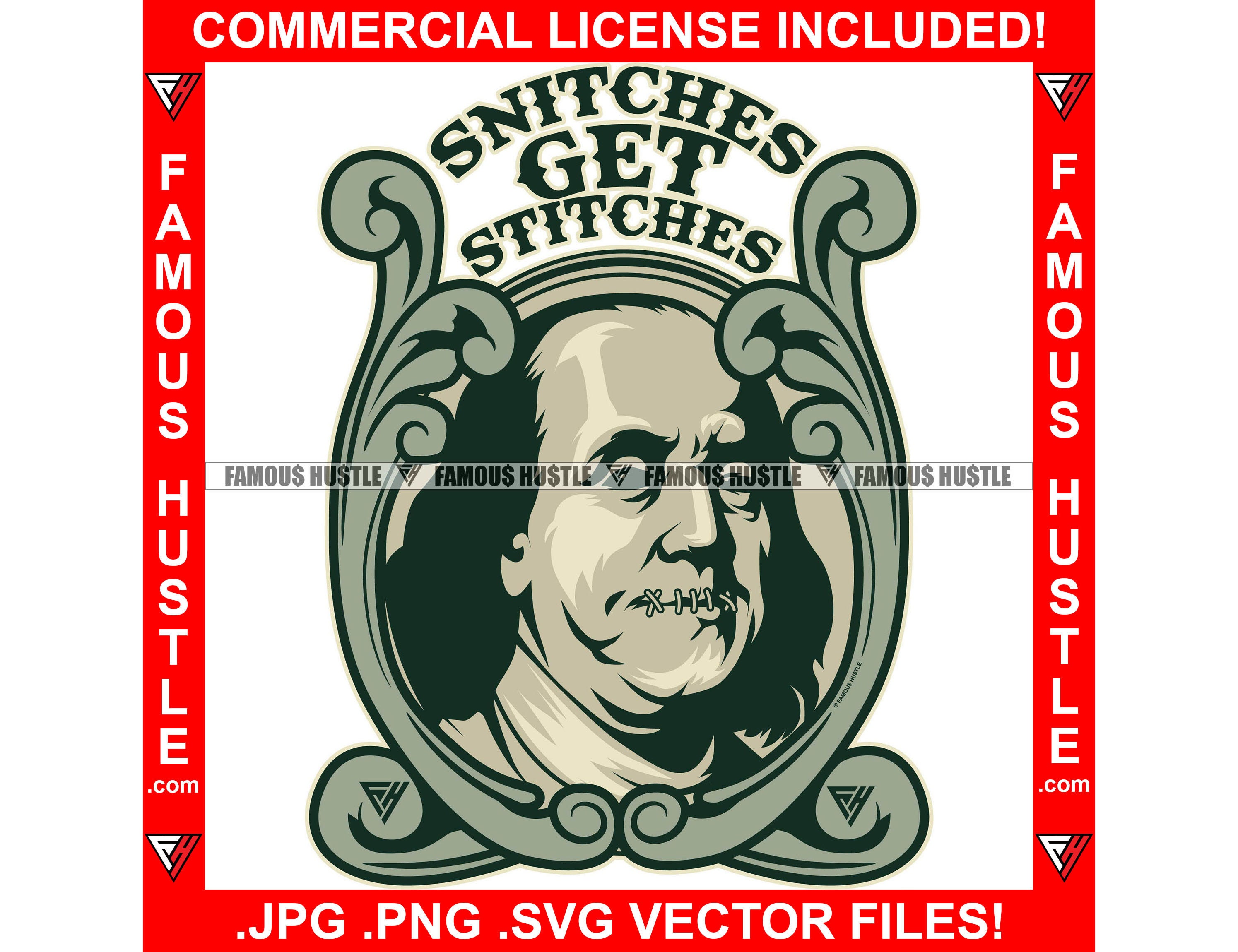Snitches Get Stitches Ben Franklin Mouth Stitched Closed - Etsy