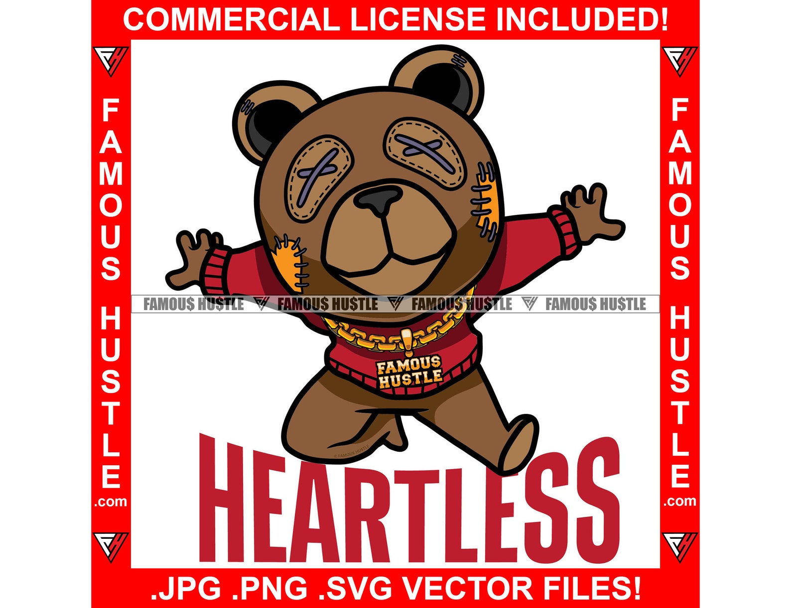 Heartless Gangster Teddy Bear Stitched Eyes Patches Gold | Etsy