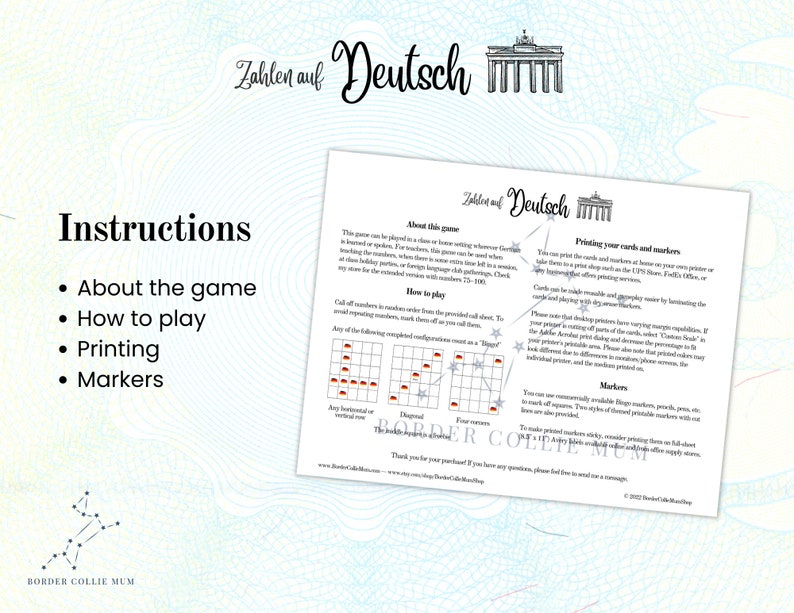 Zahlen Auf Deutsch Bingo - Printable German Numbers Bingo Game for ...