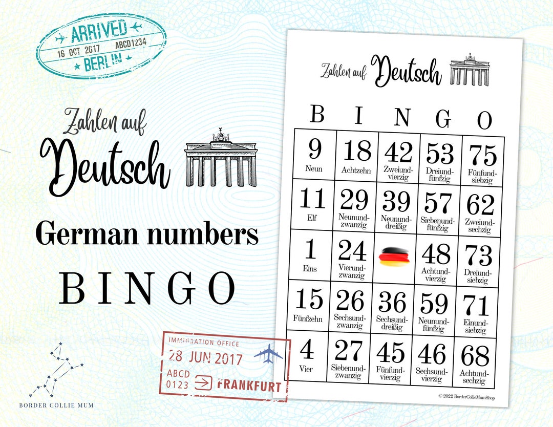 Zahlen Auf Deutsch Bingo - Printable German Numbers Bingo Game for ...