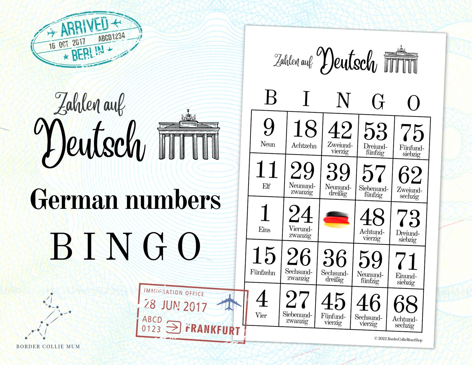 Zahlen Auf Deutsch Bingo - Printable German Numbers Bingo Game for ...