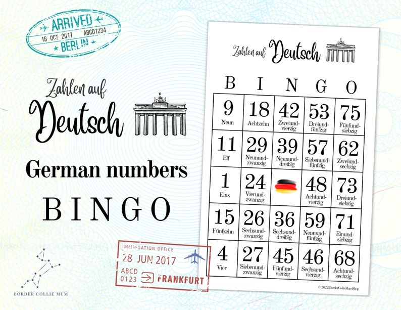 Zahlen Auf Deutsch Bingo - Printable German Numbers Bingo Game for ...