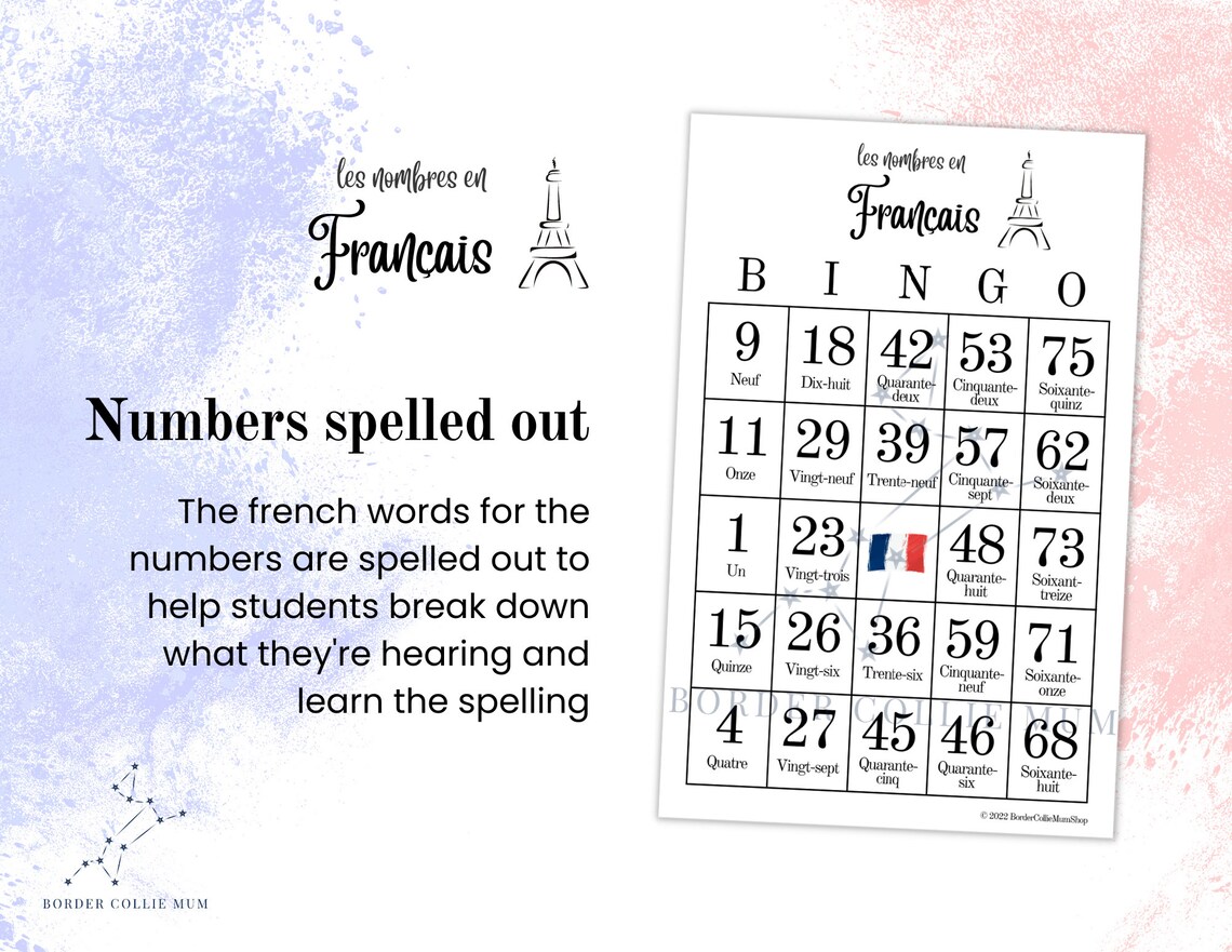 Les Nombres En Français Bingo - Printable French Numbers Bingo Game for ...