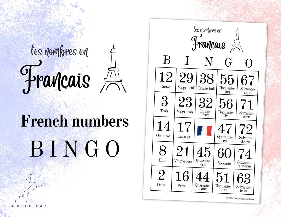 Les Nombres En Français Bingo - Printable French Numbers Bingo Game for ...