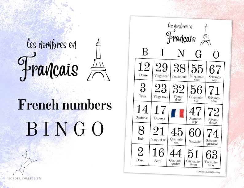 Les Nombres En Français Bingo - Printable French Numbers Bingo Game for ...