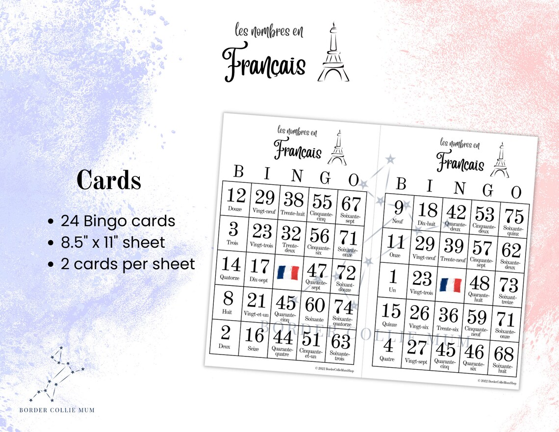 Les Nombres En Français Bingo - Printable French Numbers Bingo Game for ...