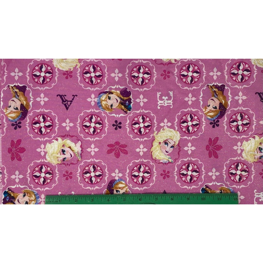 Pink Frozen Fabric, Elsa and Ana Patch, Girls Pink Cartoon Princess ...
