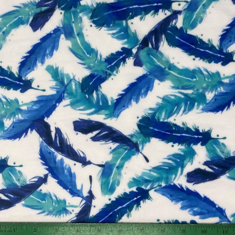 Blue Feather Fabric - Etsy
