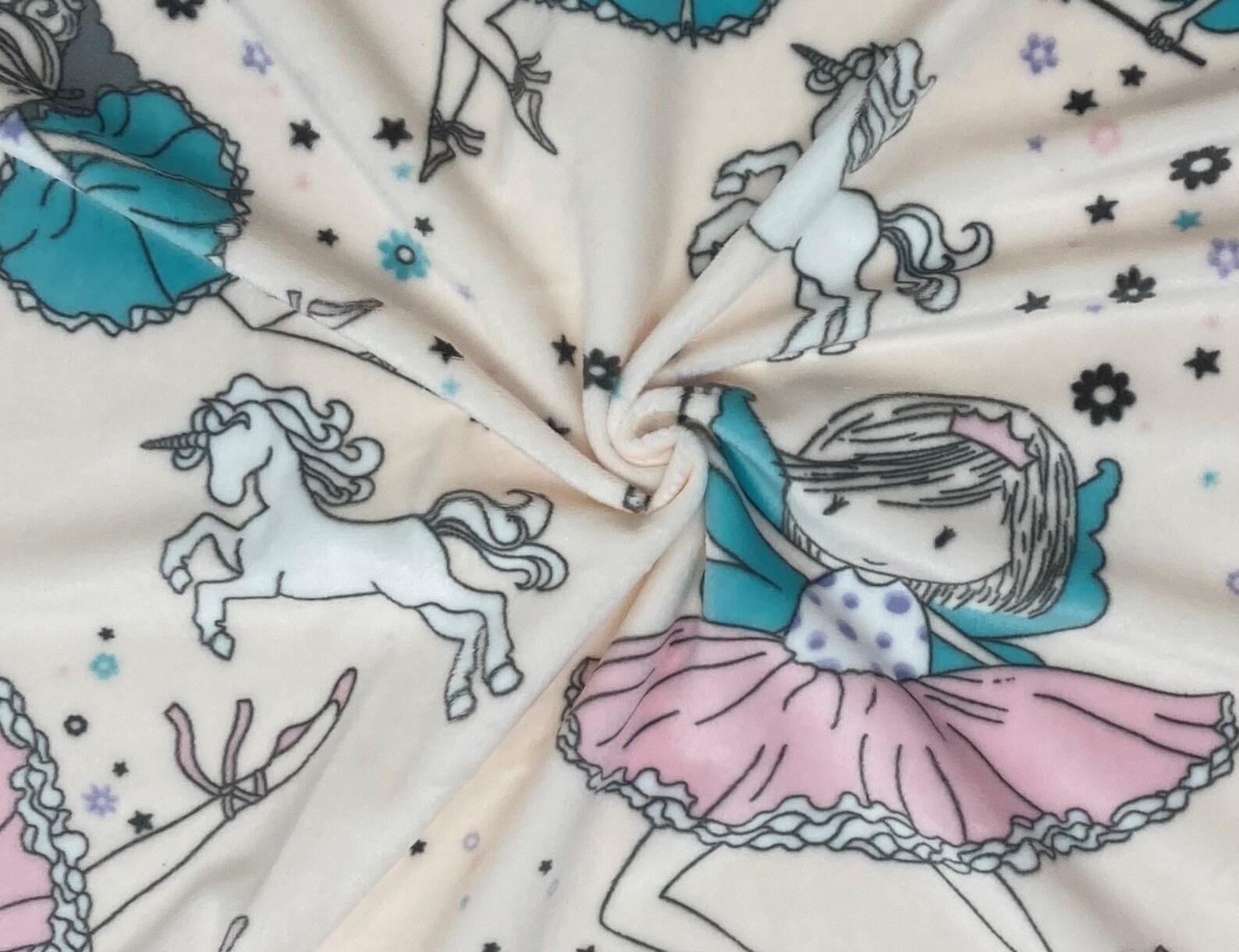 Fairy Princess Minky Fabric, Minky Plush Print Fairy Princess Blush ...
