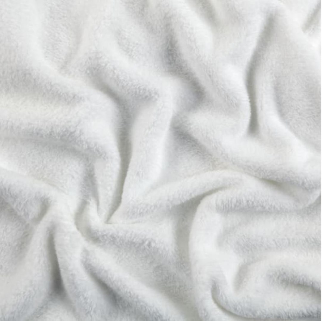 Double-sided Plush Coral Fleece Fabric, Plush Coral Fleece Solid White ...