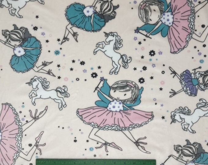 Fairy Princess Minky Fabric, Minky Plush Print Fairy Princess Blush ...