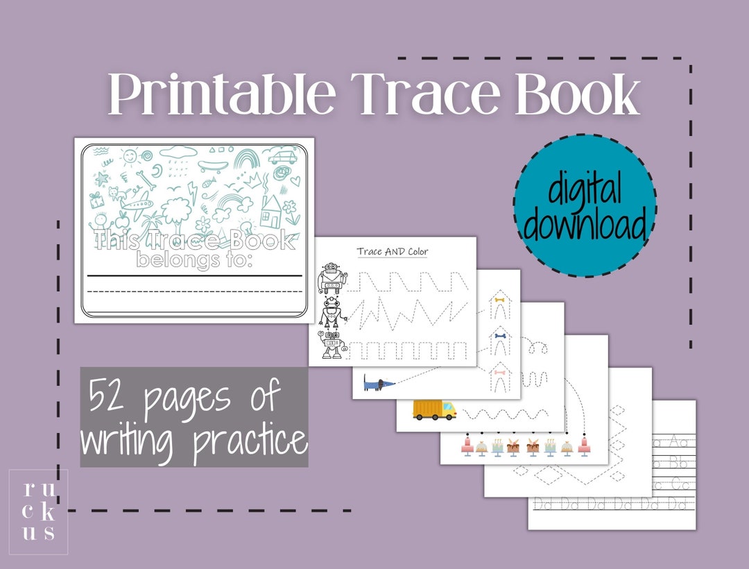 Printable Trace Book | Pre-writing Practice | Toddler Workbook | Pen ...
