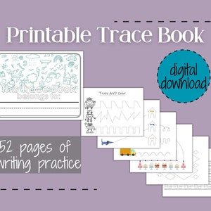 Printable Trace Book Pre-writing Practice Toddler Workbook - Etsy