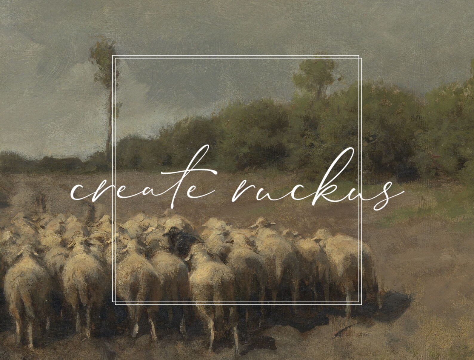 Flock of Sheep Painting Printable Vintage Wall Art Farm Art Farmhouse ...