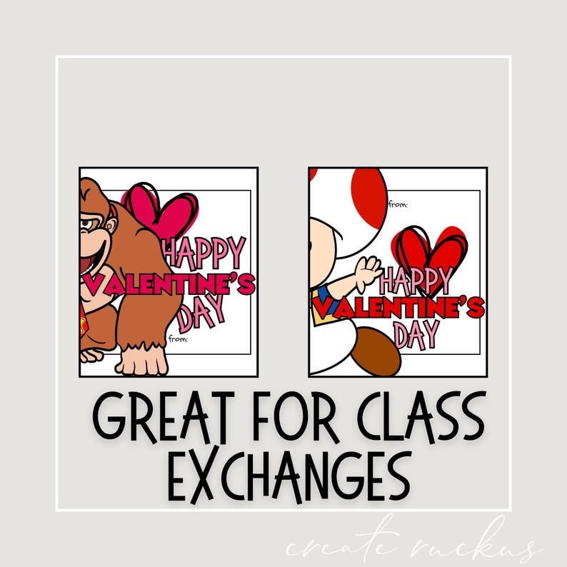 Printable Mario Valentines for Kids Classroom Exchange Your Boy or Girl ...