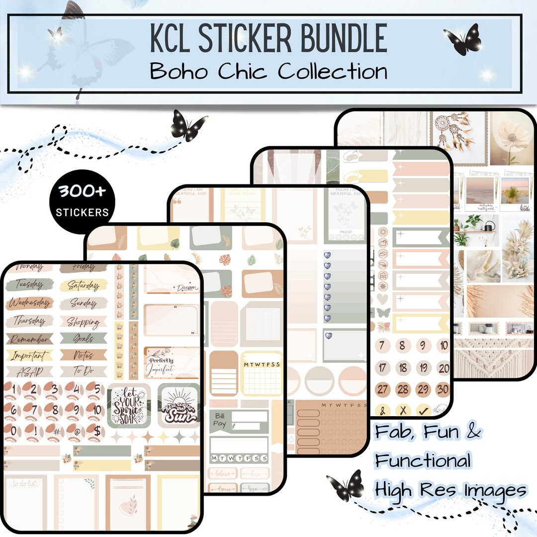 Bohemian Aesthetic Digital Stickers Pre-cropped Transparent Background ...