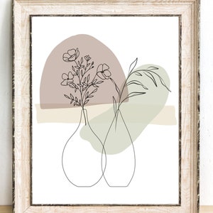 Boho Vases Minimal Art Decor Printable Wall Decor Line Art Printable ...