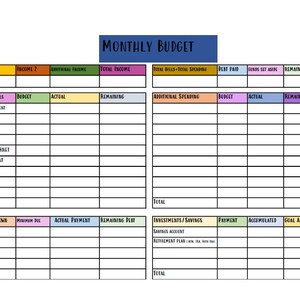 Basic Budget Printout - Etsy