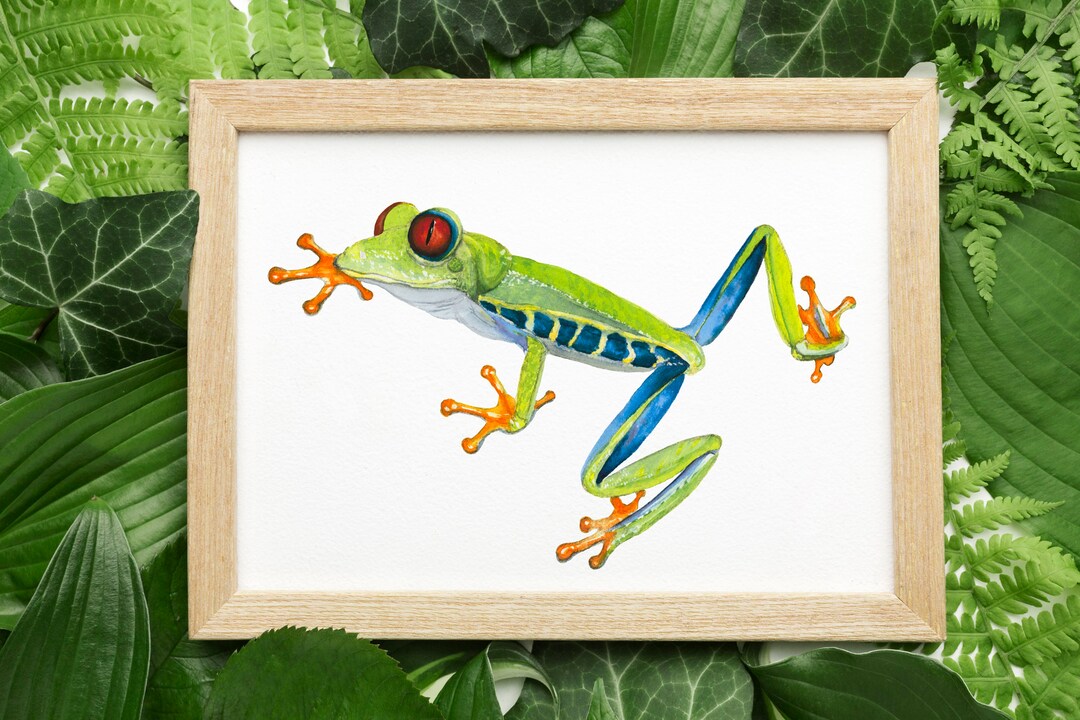 Happy Tree Frog Watercolor Print | 5 X7 Inches; 8 X 10 Inches - Etsy