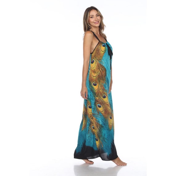Peacock Inspired Maxi Dress