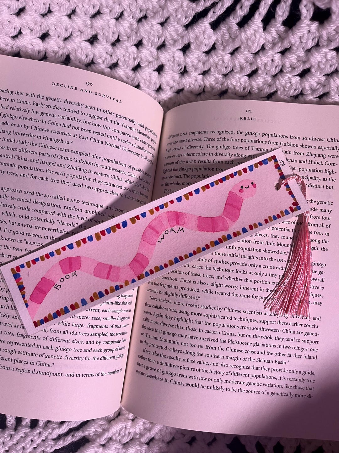 Hand Painted Watercolor Book Worm Book Mark With Tassel - Etsy