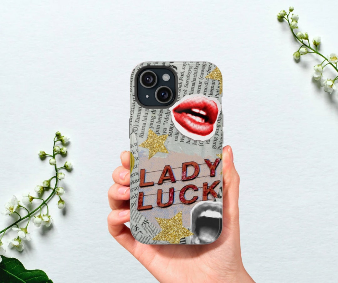 Lady Luck Newspaper Graphic Lucky Phone Case Mag Safe iPhone Case ...