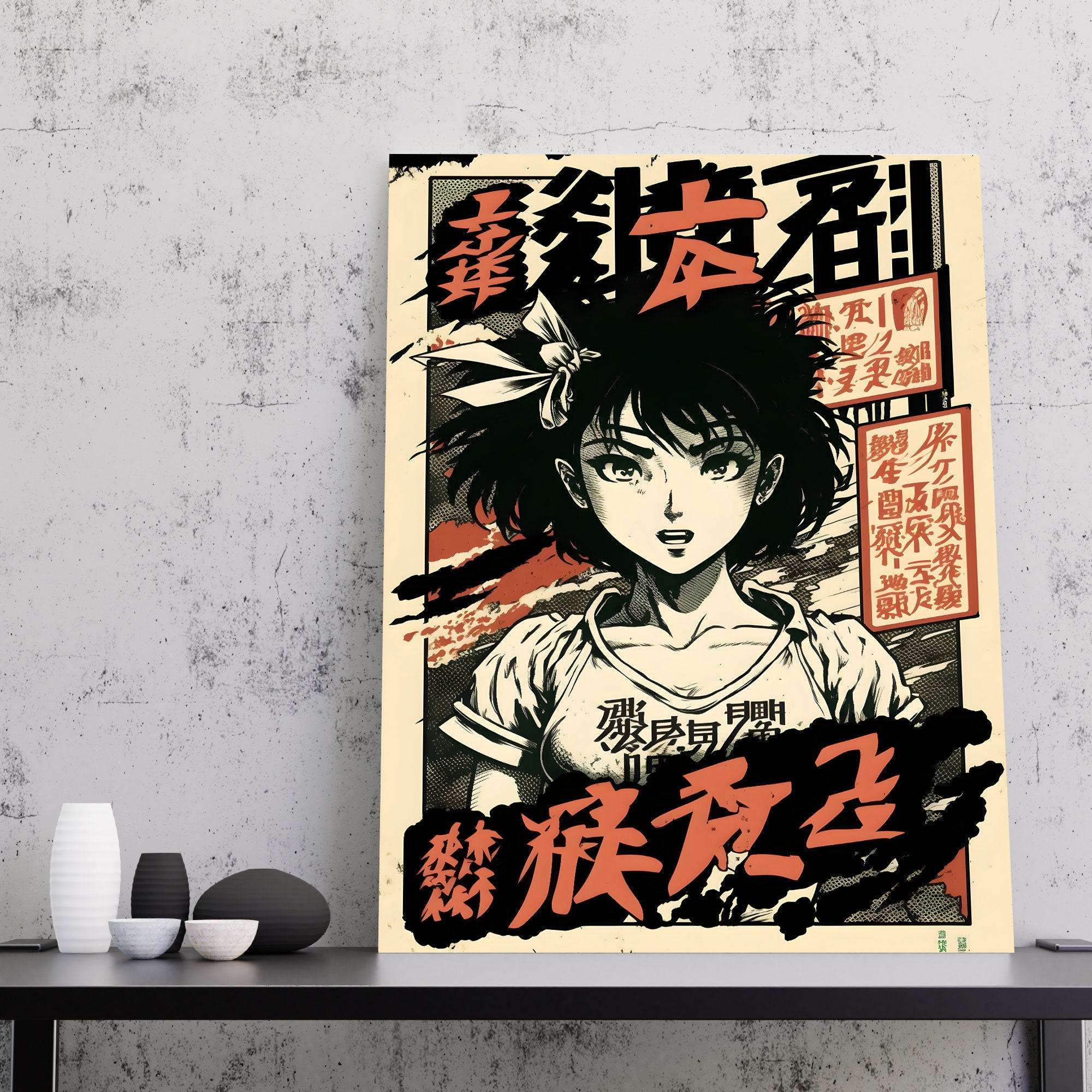 Japanese Vintage Manga Poster Set of 6 Japanese Wall Art - Etsy