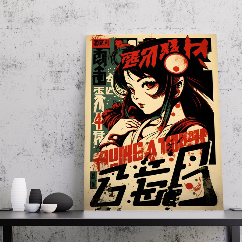 Japanese Vintage Manga Poster Set of 6 Japanese Wall Art - Etsy