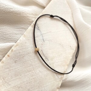 Mens String Bracelet With Solid 18k Gold Beads, Minimalist Wish ...