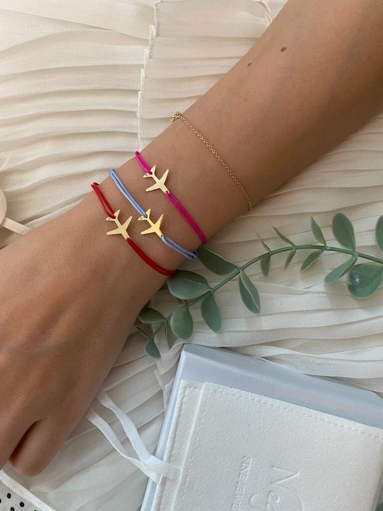 Airplane Charm Bracelet in 14K Solid Gold,perfect Gift for Pilots and ...