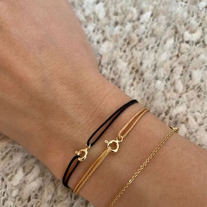 Womens String Bracelet With 14k Gold Clips, Minimalist Wish Bracelet ...