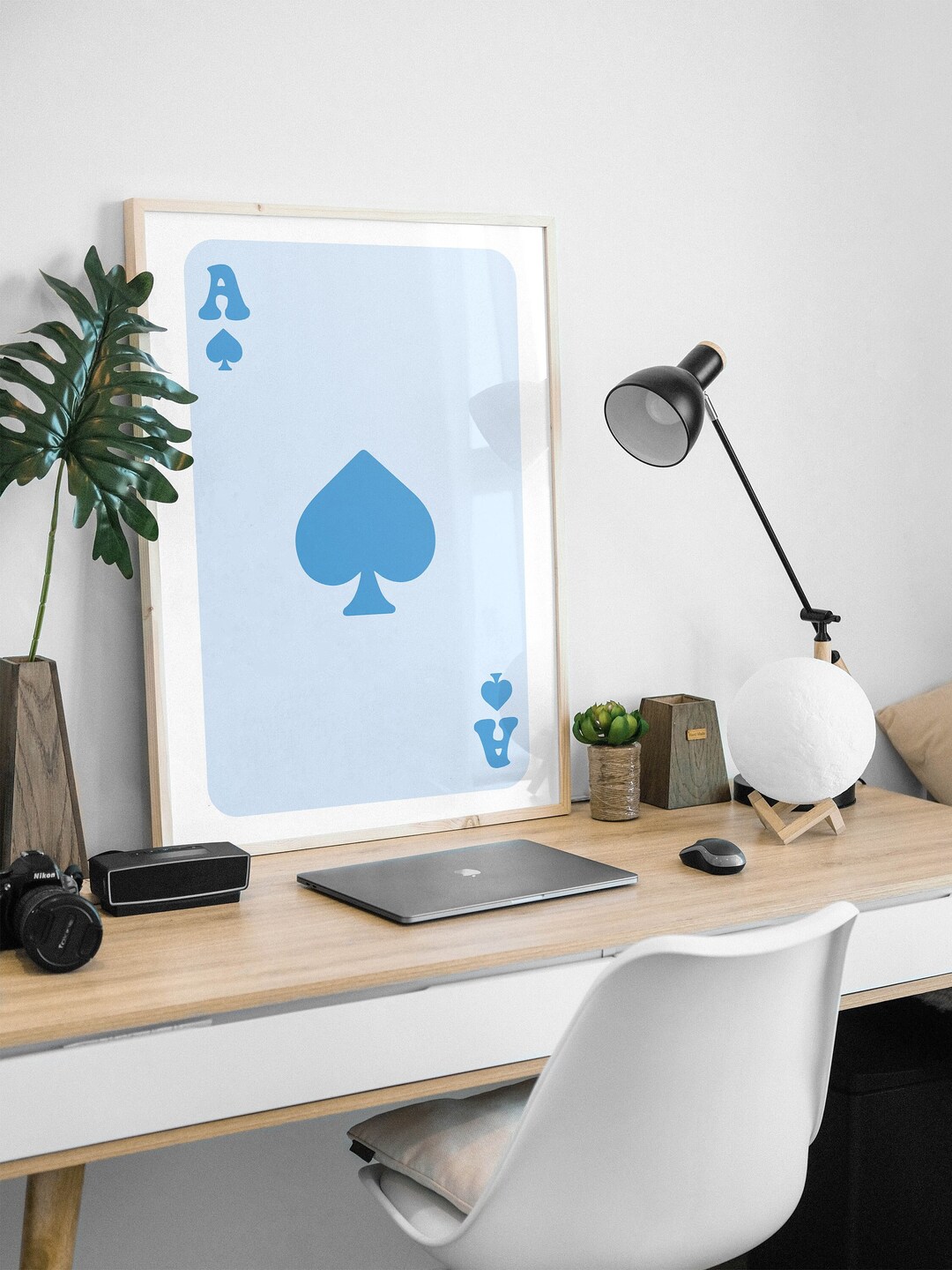Vibrant Blue Spades Ace Card Wall Art Print Playing Cards - Etsy