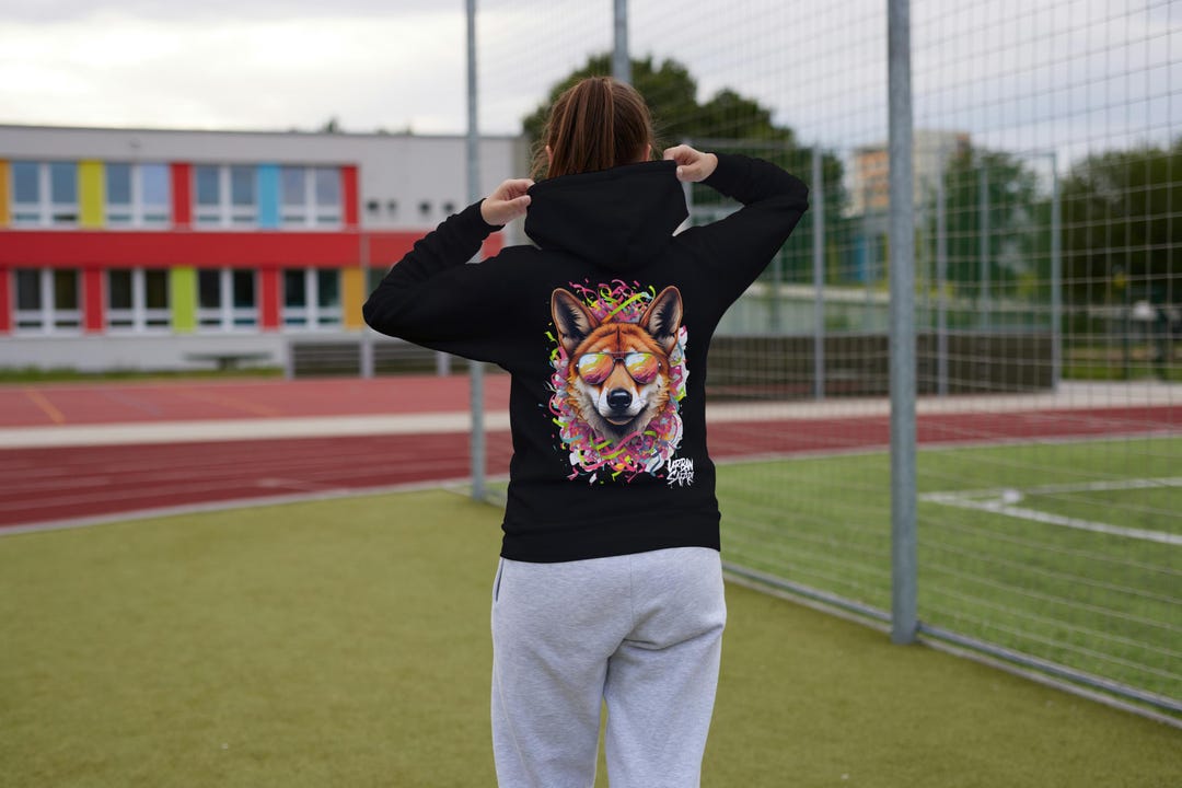 Urban Safari Fox Hoodie - Vibrant Fox Graphic Design, Unisex Heavy ...
