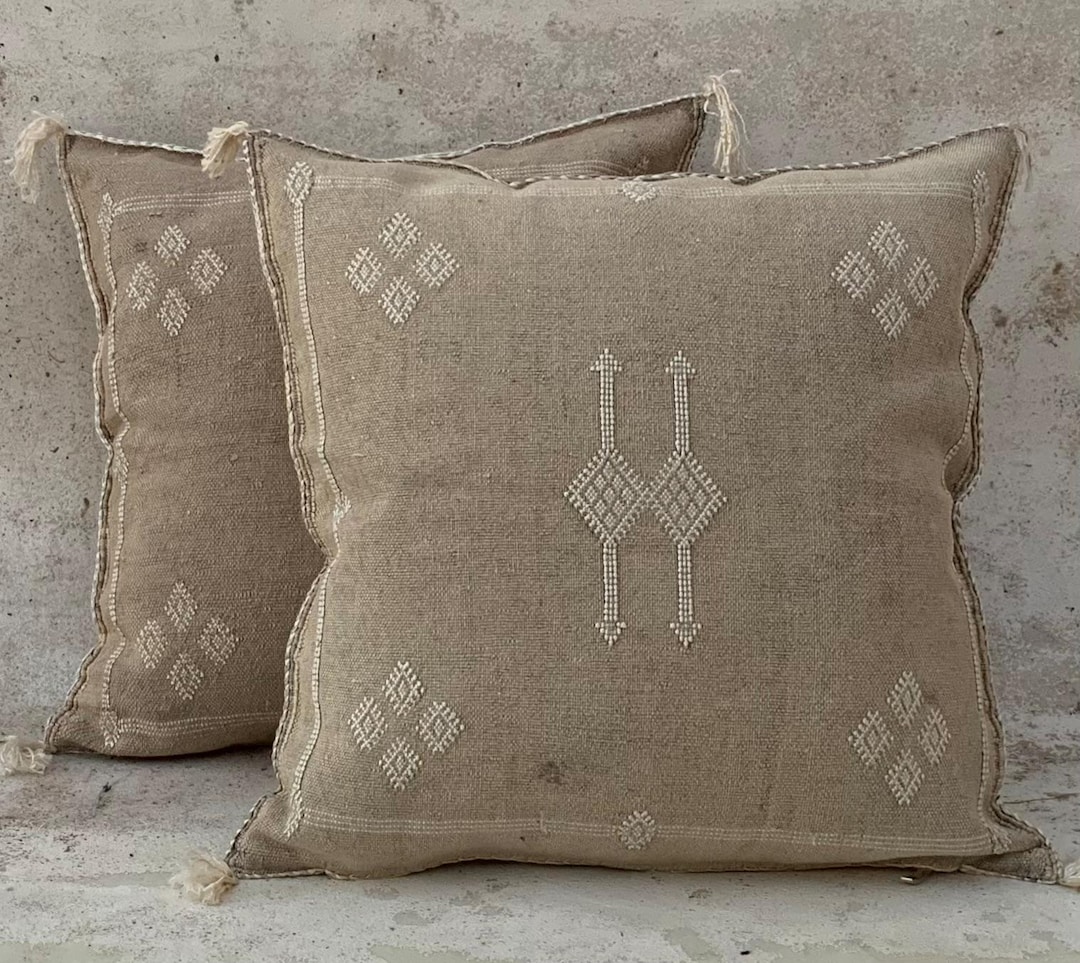 Contemporary Pillow, Beige Color, Silk Pillow, Sabra Pillow, Pillow ...