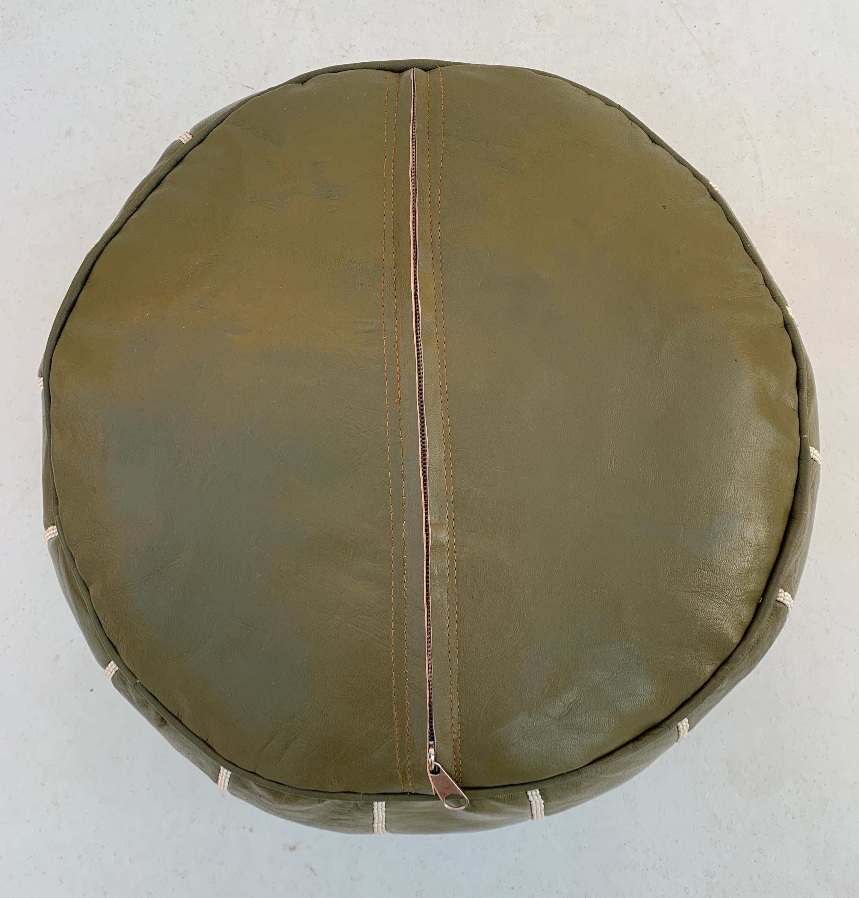 Green Olive Pouf, Moroccan Pouf, Leather Pouf, Pouf Cover, Ottoman Pouf ...