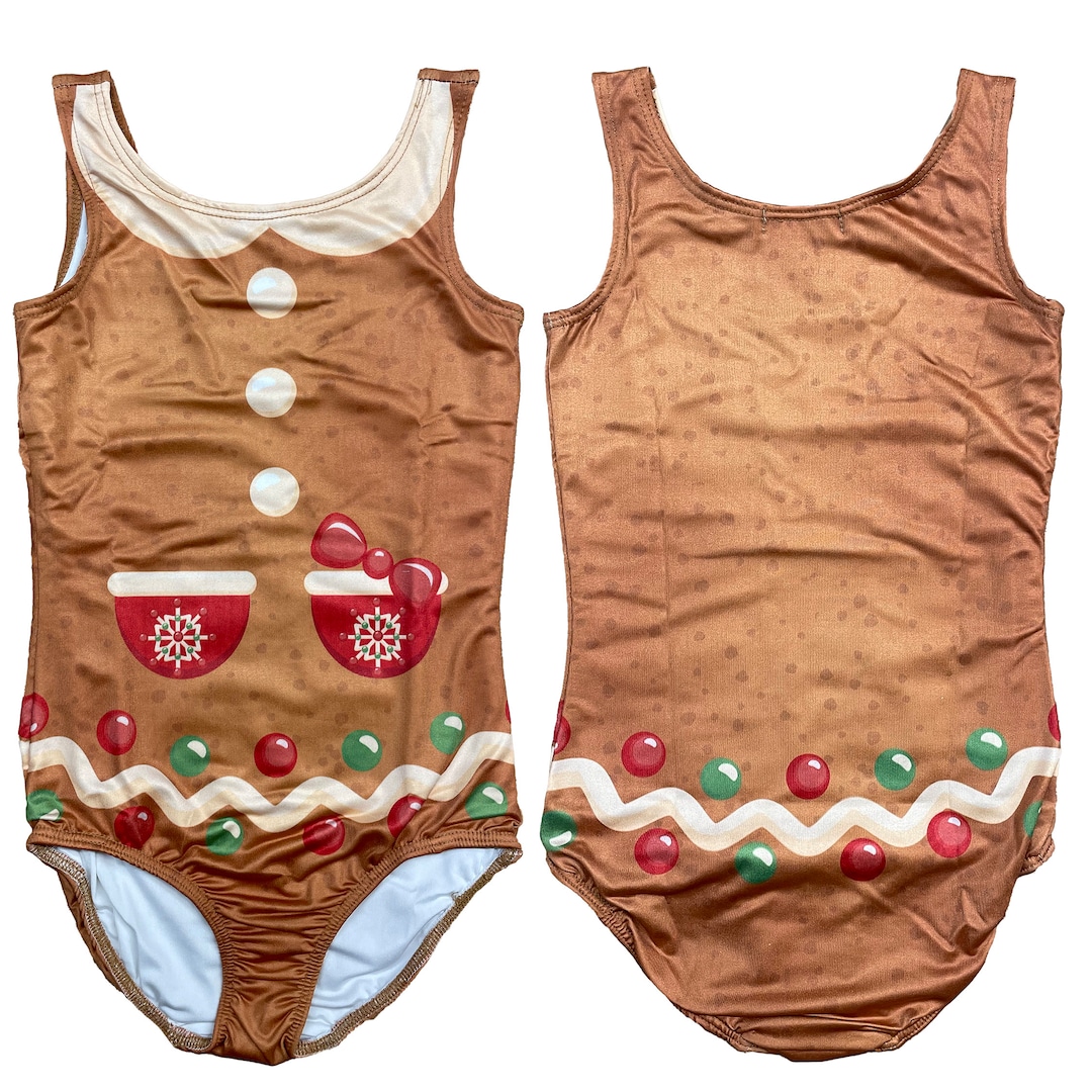 Holiday Dancing Christmas Gingerbread Cookie Girls Leotard for ...