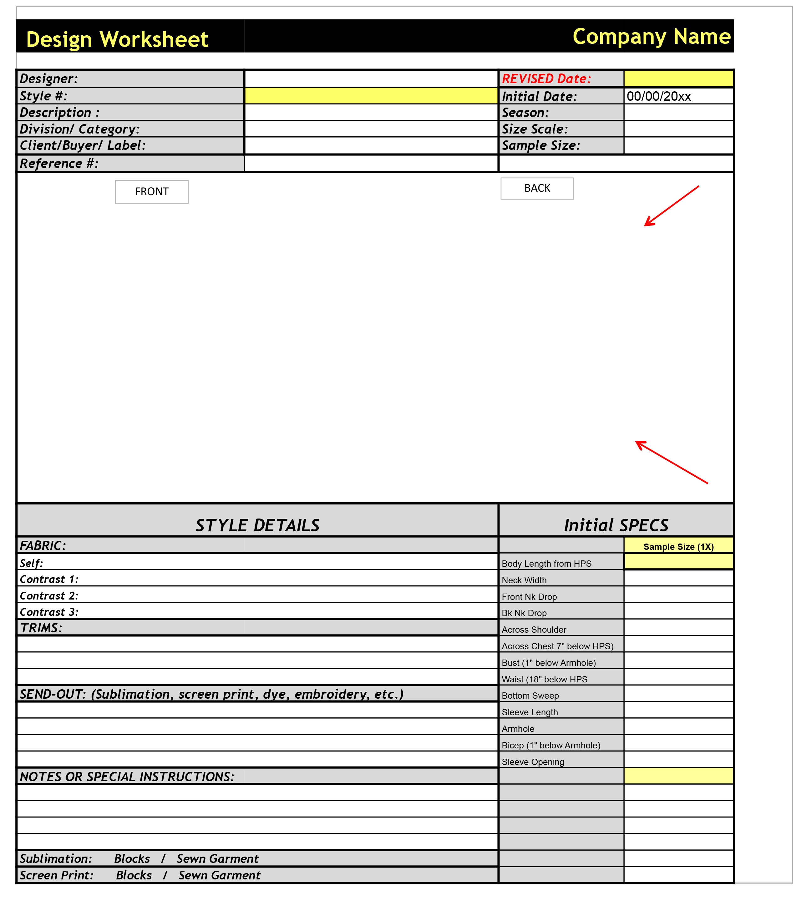 Complete Fashion Style Tech Pack Digital Download Design Worksheet ...