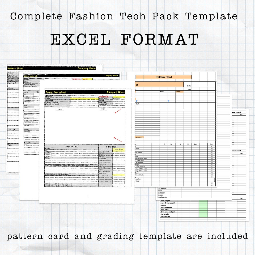 Complete Fashion Style Tech Pack Digital Download Design Worksheet ...