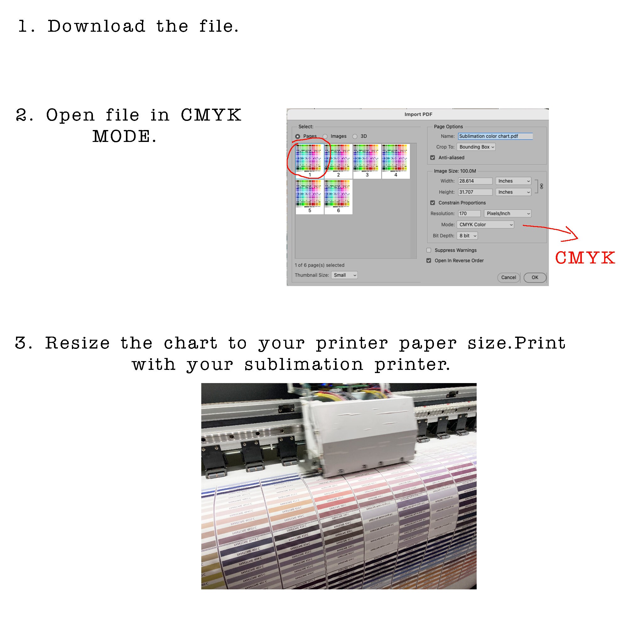 Sublimation Spot Color Charts Digital Download Printable Color Chart Spot Color Set Up Color