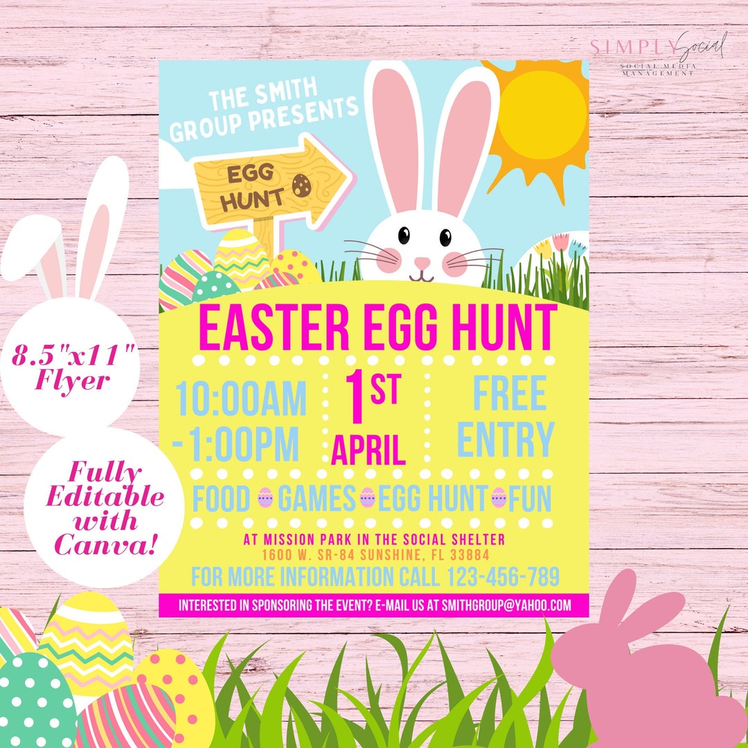 Easter Egg Hunt Editable Flyer/invitation, Printable Invite Spring Egg ...