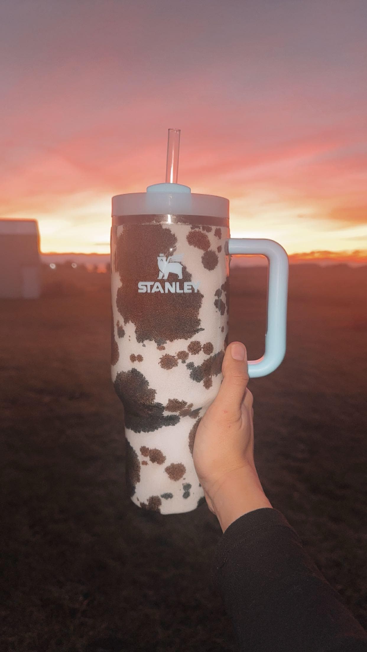Custom Cow Hide - Authentic Stanley Tumbler - Epoxy Glitter Cow Print ...