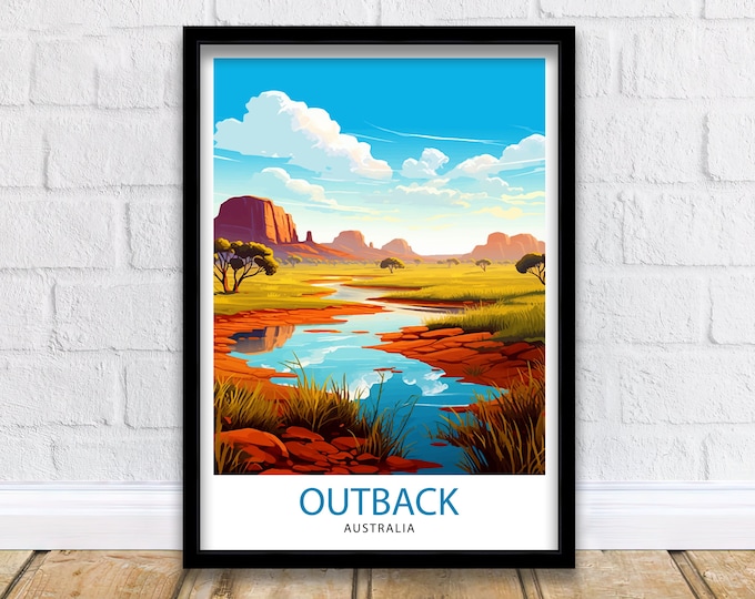 Quirky Printable of Cartoon Style Outback Australia Painting After ...
