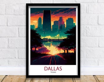 Dallas Texas With GPS Coordinates Typography Art Print Office Home ...