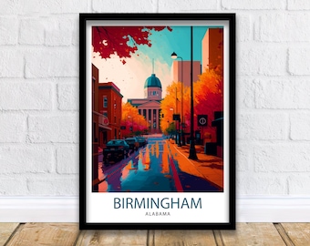Illustrated Birmingham Alabama Art Print Modern Birmingham - Etsy